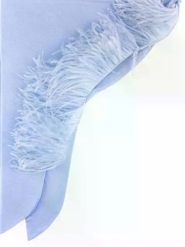 MANURI Feather-trimmed Headscarf - Blue
