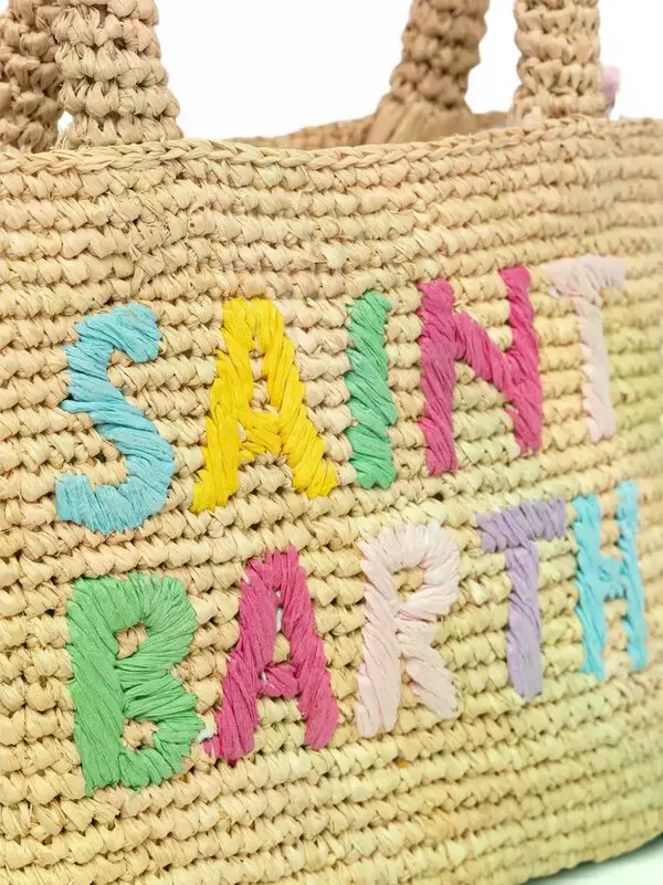 MC2 SAINT BARTH Mini Beach Logo-embroidered Woven Beach Bag