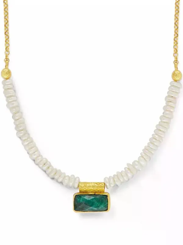OTTOMAN HANDS Noelle Pearl Emerald Necklace
