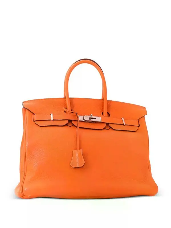 Hermès Birkin Handbag Clemence With Palladium Hardware 35 Tote Bag - Orange