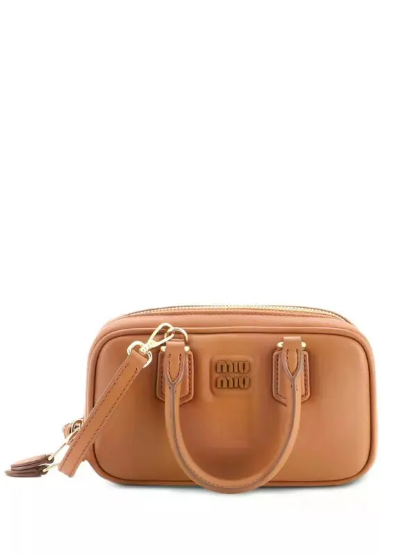 Miu Miu Arcadie Top Handle Bag Leather Mini Satchel - Brown
