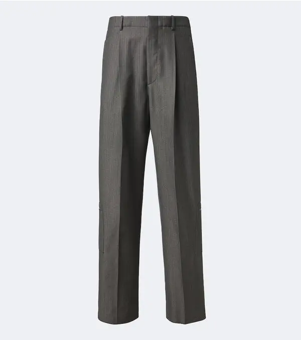 Bottega Veneta Pinstripe Wool And Mohair Wide-leg Pants - Grey