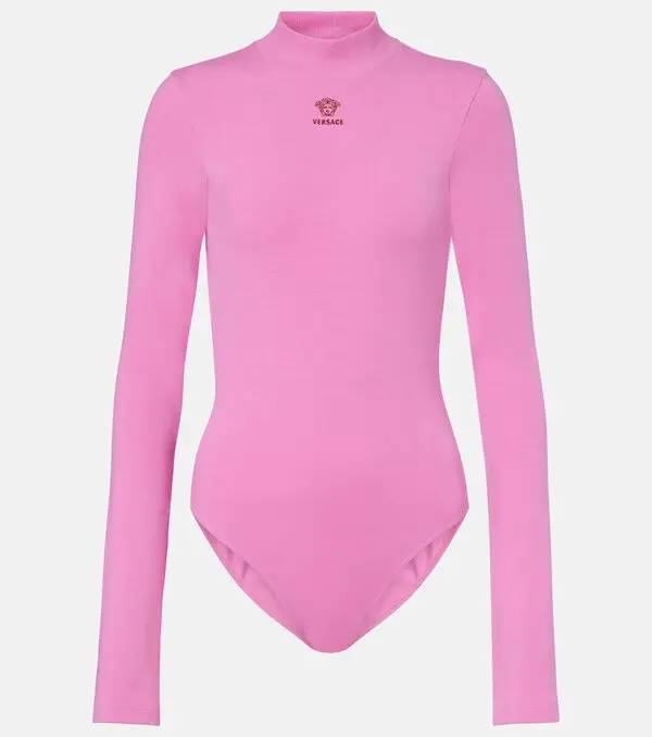 Versace Logo Cotton-blend Jersey Bodysuit - Pink