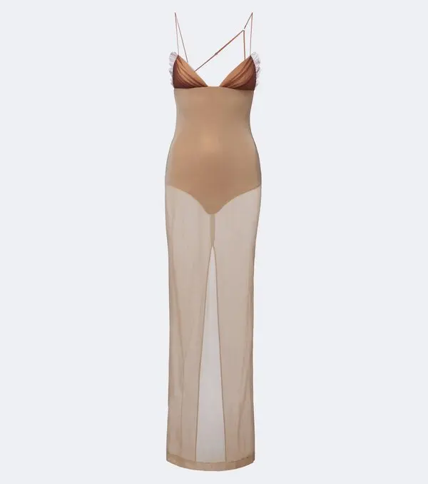 NENSI DOJAKA Sheer Tulle Maxi Dress