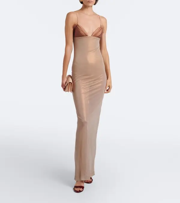 NENSI DOJAKA Sheer Tulle Maxi Dress