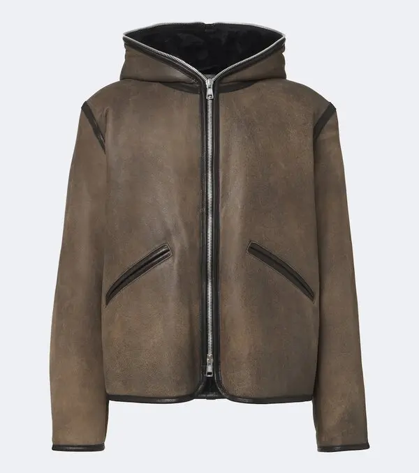 Our Legacy Hooded Shearling-lined Leather Jacket - Brown