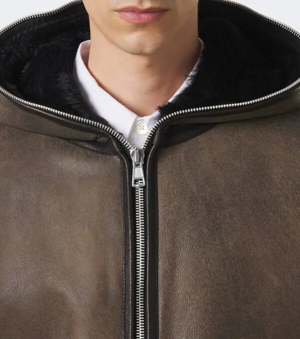 Our Legacy Hooded Shearling-lined Leather Jacket