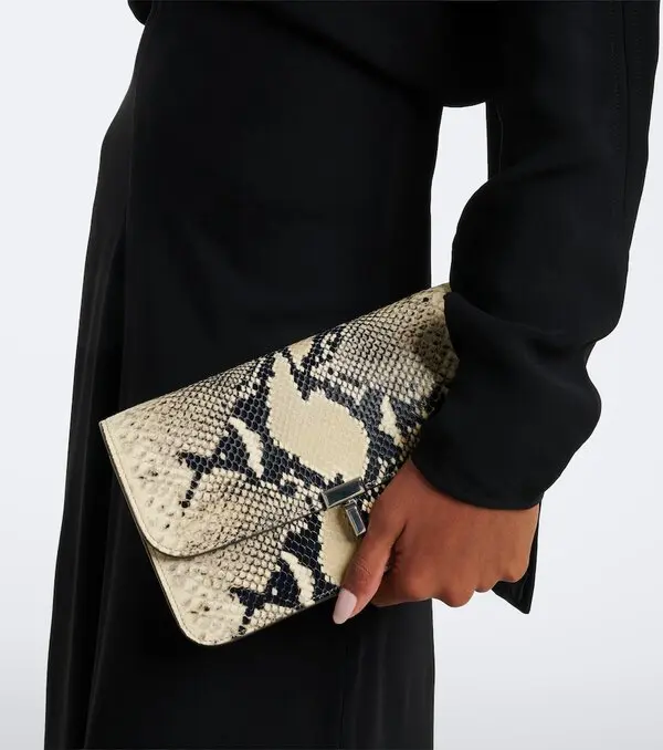 TOTEME T-lock Snake-effect Leather Crossbody Bag