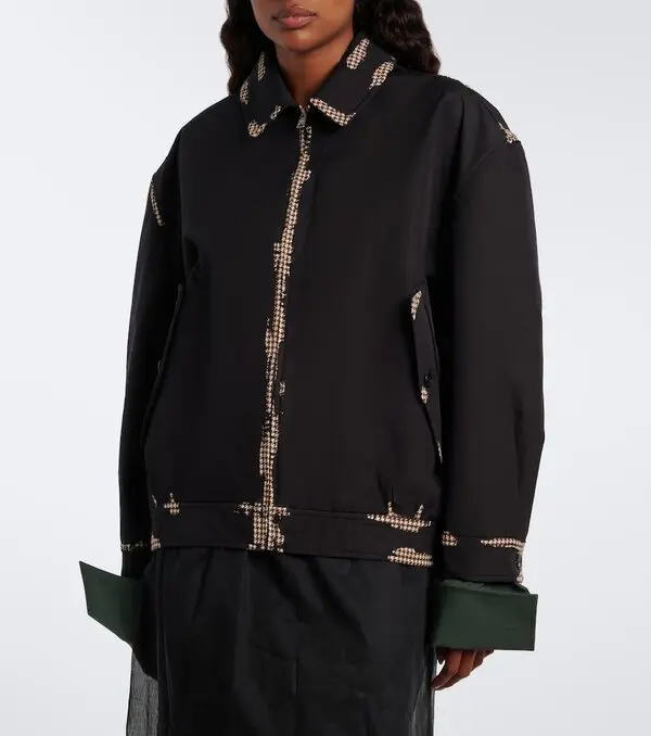 Prada Houndstooth Devoré Cotton Blouson Jacket