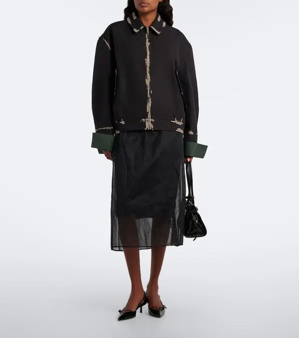 Prada Houndstooth Devoré Cotton Blouson Jacket