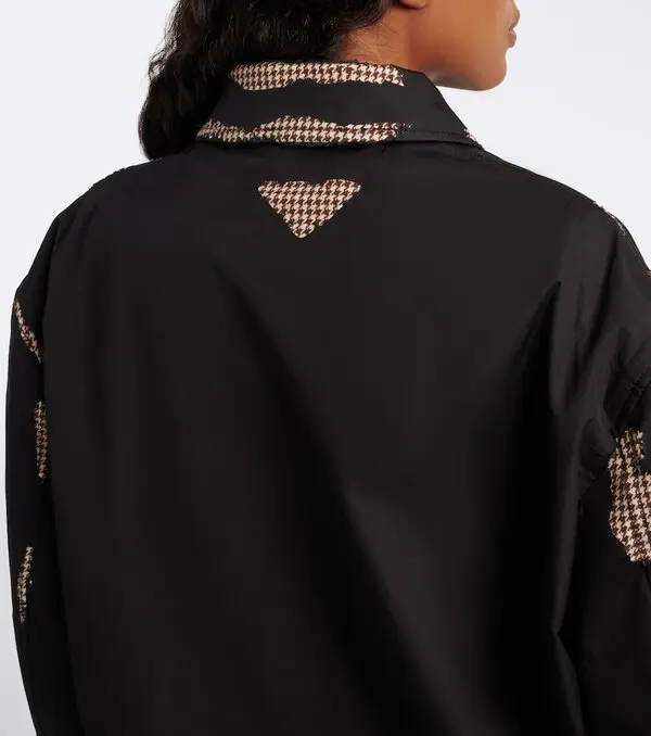 Prada Houndstooth Devoré Cotton Blouson Jacket