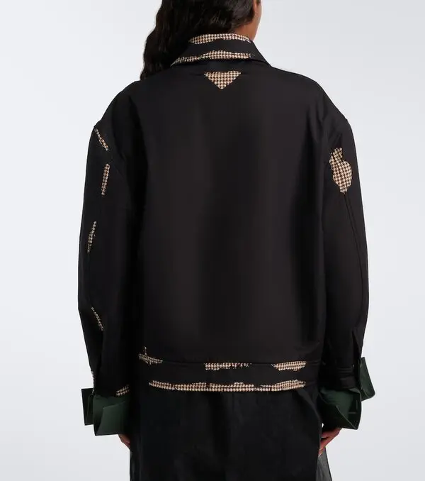 Prada Houndstooth Devoré Cotton Blouson Jacket