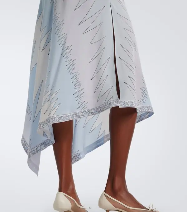 Emilio Pucci Labirinto Asymmetric Silk Crêpe De Chine Midi Dress