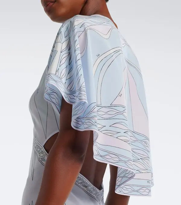 Emilio Pucci Labirinto Asymmetric Silk Crêpe De Chine Midi Dress