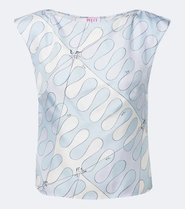 Emilio Pucci Leocorno Silk Twill Top - Blue