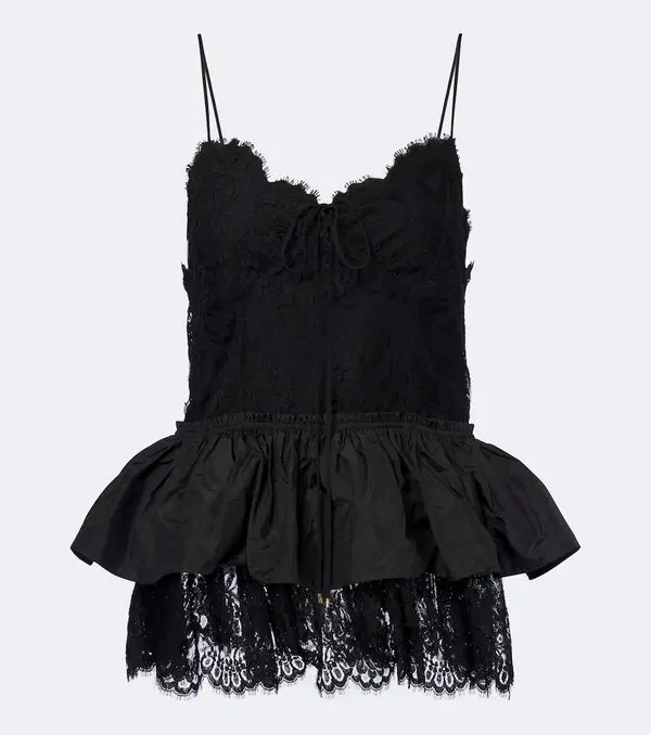 Chloé Peplum Lace Camisole - Black