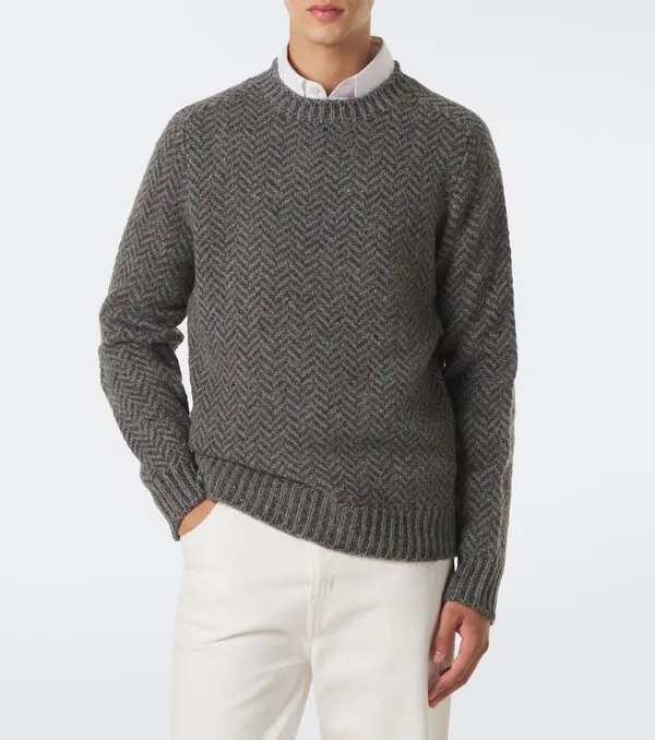Gabriela Hearst Sermo Herringbone Cashmere Sweater