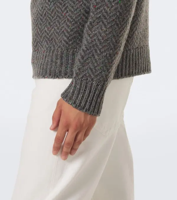 Gabriela Hearst Sermo Herringbone Cashmere Sweater