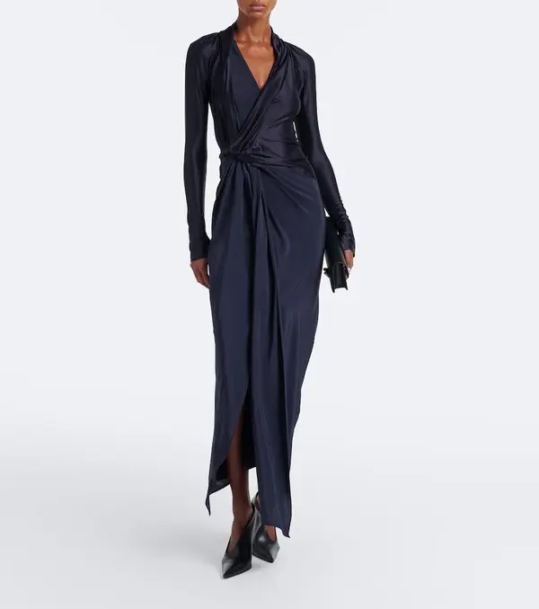 Victoria Beckham Lea Draped Silk-trimmed Jersey Maxi Dress