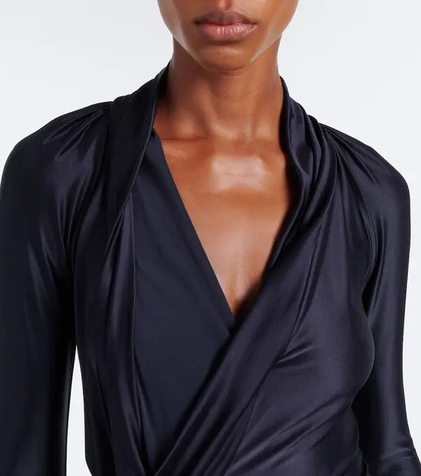 Victoria Beckham Lea Draped Silk-trimmed Jersey Maxi Dress