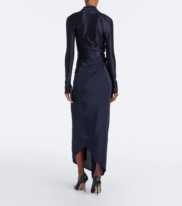 Victoria Beckham Lea Draped Silk-trimmed Jersey Maxi Dress