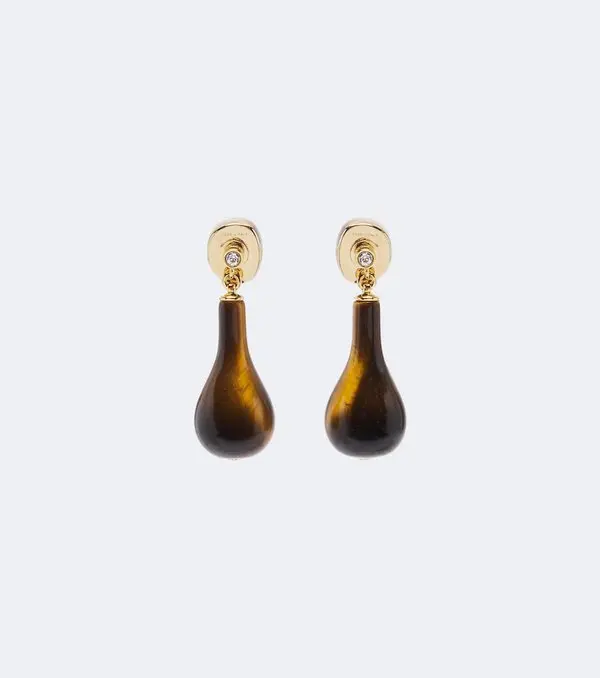 TOTEME Tiger's Eye Swarovski®-embellished Drop Earrings - Brown