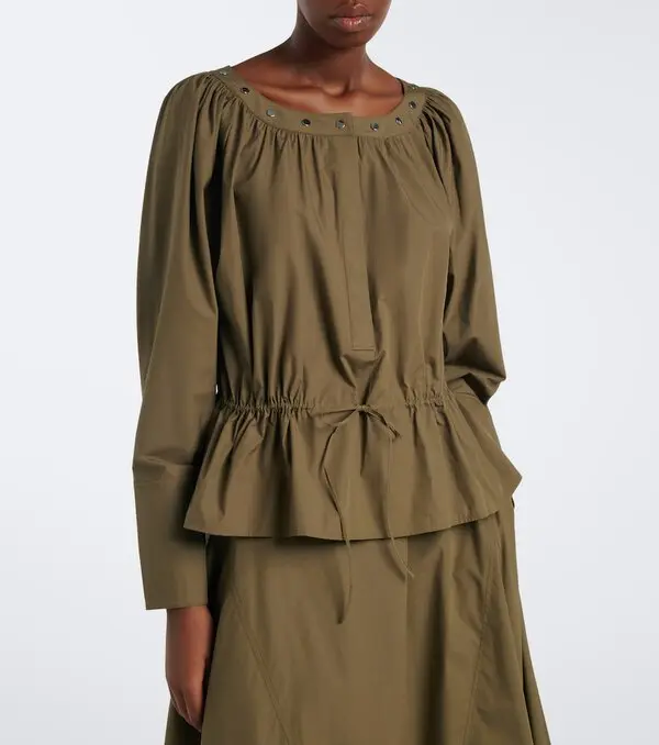 Tory Burch Studded Cotton-blend Poplin Blouse