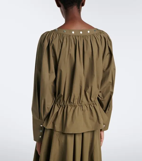 Tory Burch Studded Cotton-blend Poplin Blouse