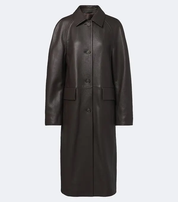 TOTEME Raglan Leather Coat - Brown
