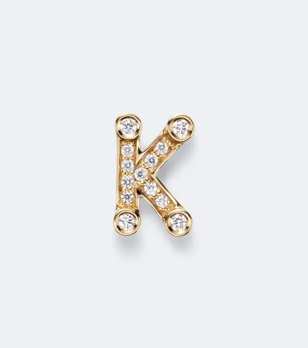 Sophie Bille Brahe Initial Petite K 18kt Single Earring With Diamonds - Gold