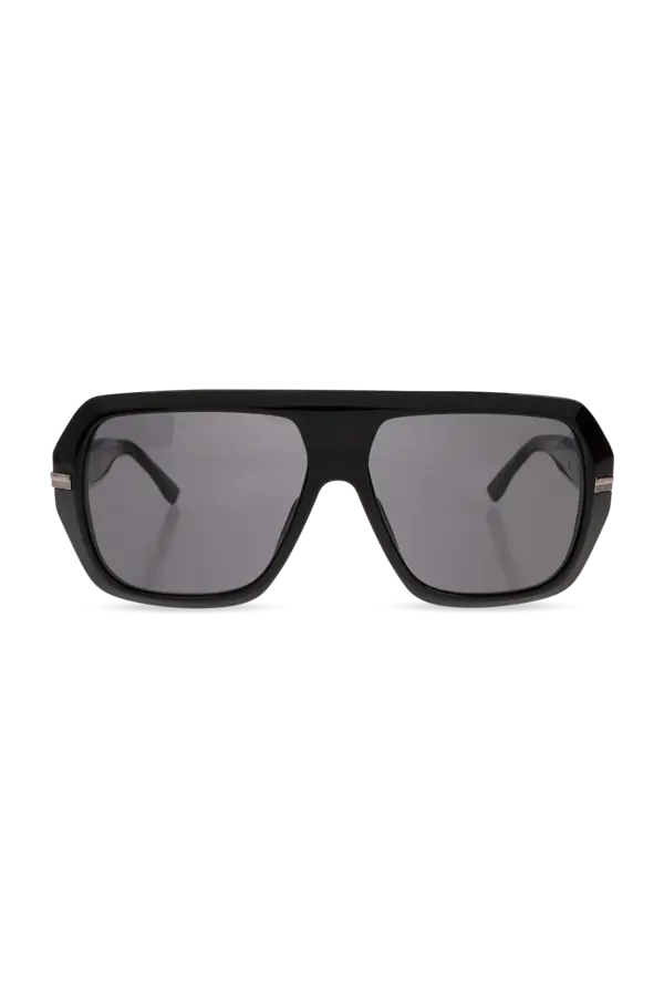 Dsquared2 Rectangular Sunglasses With Silver Tone Temple Detail - Black