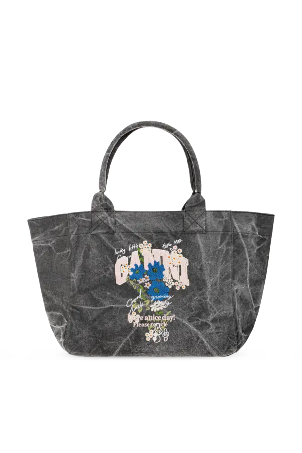 GANNI Bag With Colorful Embroidery - Grey