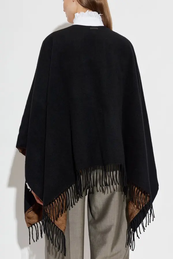FERRAGAMO Double-sided Poncho With Fringes