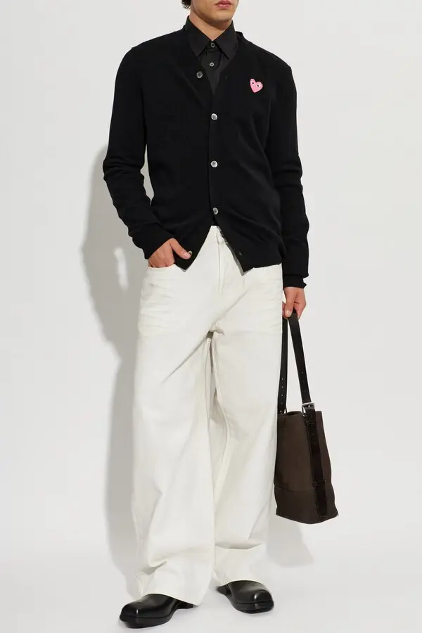 Play Comme Des Garcon Wool Cardigan With Logo Patch