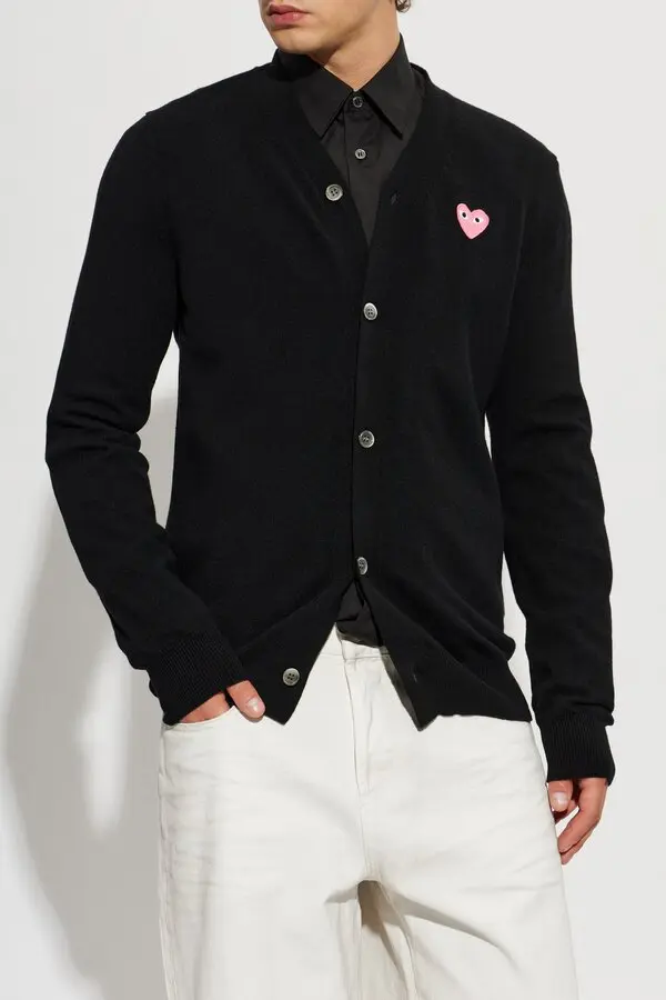 Play Comme Des Garcon Wool Cardigan With Logo Patch