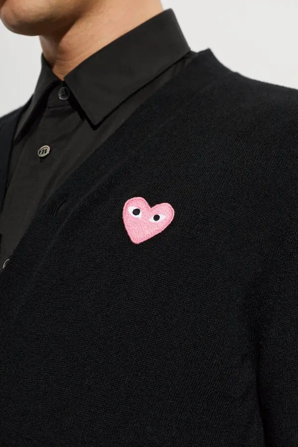 Play Comme Des Garcon Wool Cardigan With Logo Patch