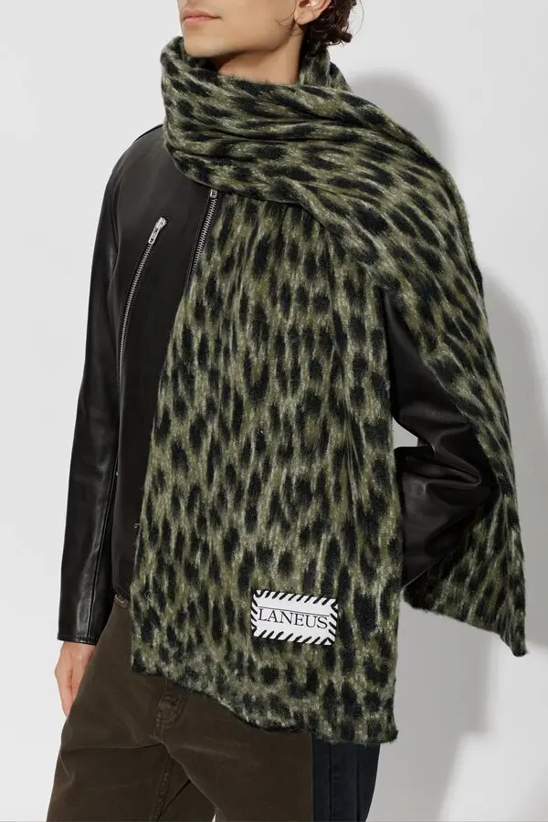 LANEUS Scarf With Animal Motif - Green
