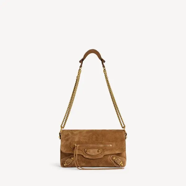 Balenciaga Le City Clutch With Chain - Brown