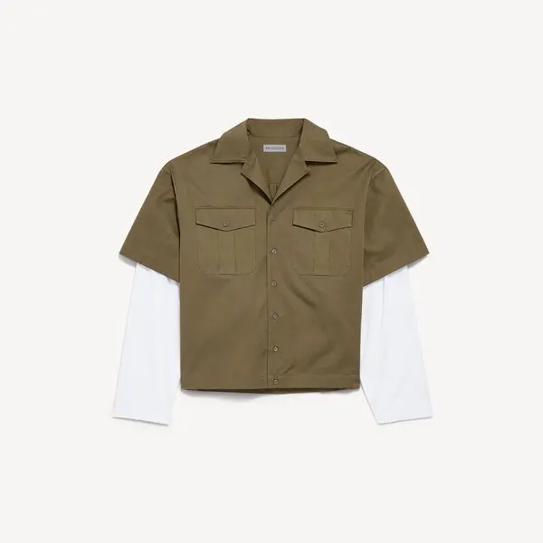 Balenciaga Short Sleeves Hybrid Bowling Shirt - Green