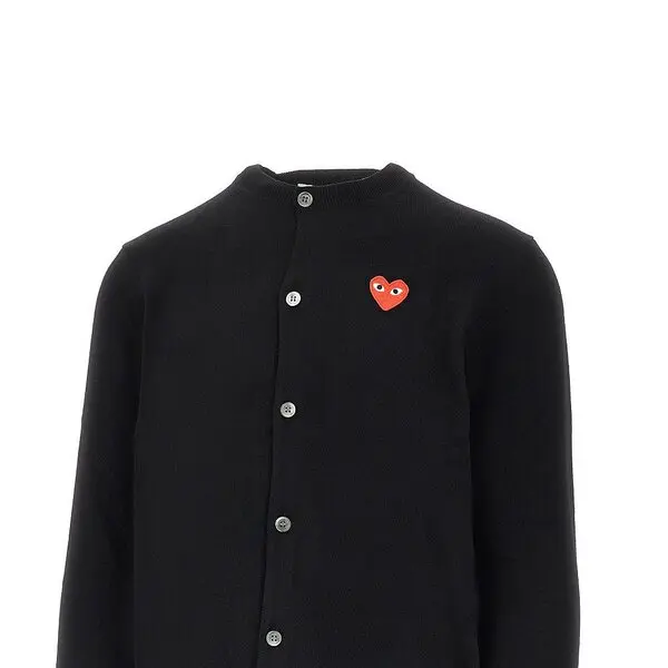 Play Comme Des Garcon Heart Patch Crewneck Cardigan