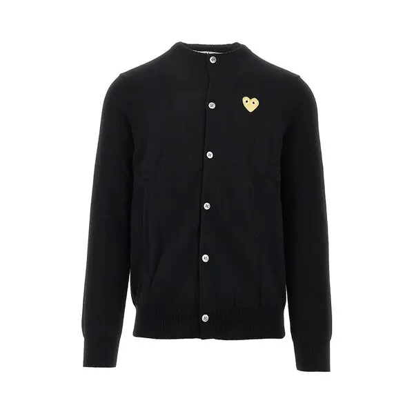 Play Comme Des Garcon Wool Cardigan With Heart Patch An