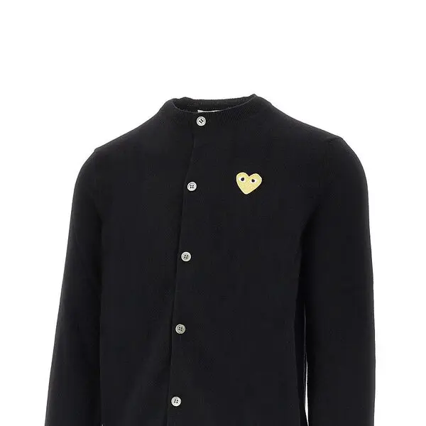 Play Comme Des Garcon Wool Cardigan With Heart Patch An
