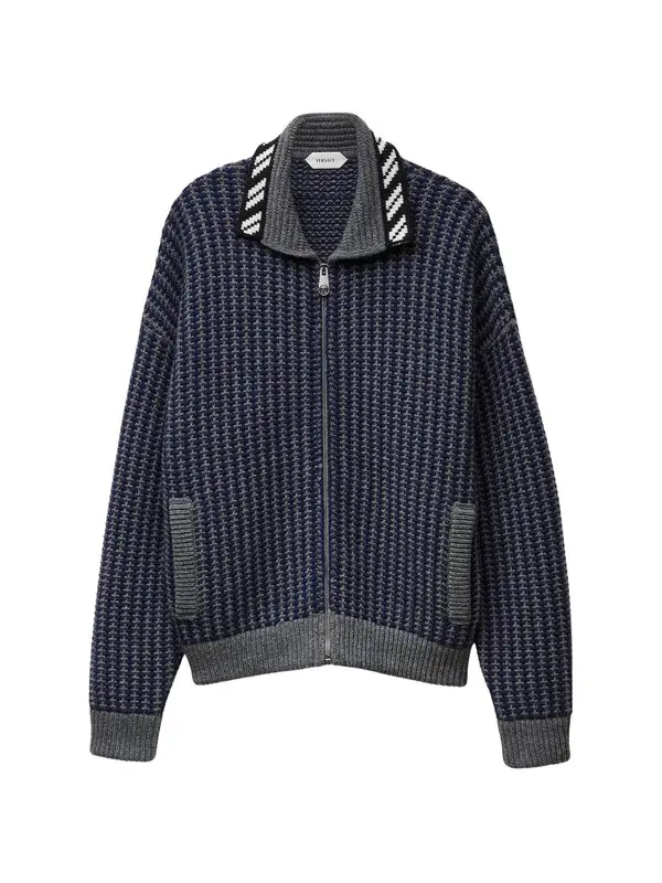 Versace Wool Knit Zip Cardigan