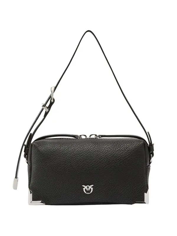 Pinko Shoulder Bag In Hammered Leather With Logo Plate