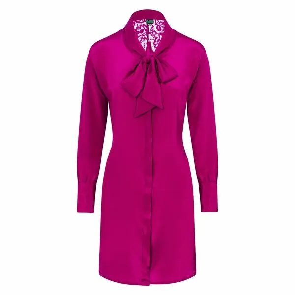 SOPHIE CAMERON DAVIES Berry Silk Mini Bow Dress - Pink