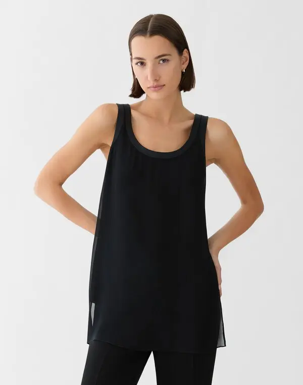 Lafayette 148 New York Reversible Silk Layered Tank - Black