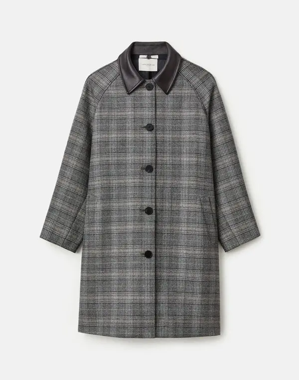 Lafayette 148 New York Wool-cashmere Glen Plaid Quilted Trench Coat - Black Multi