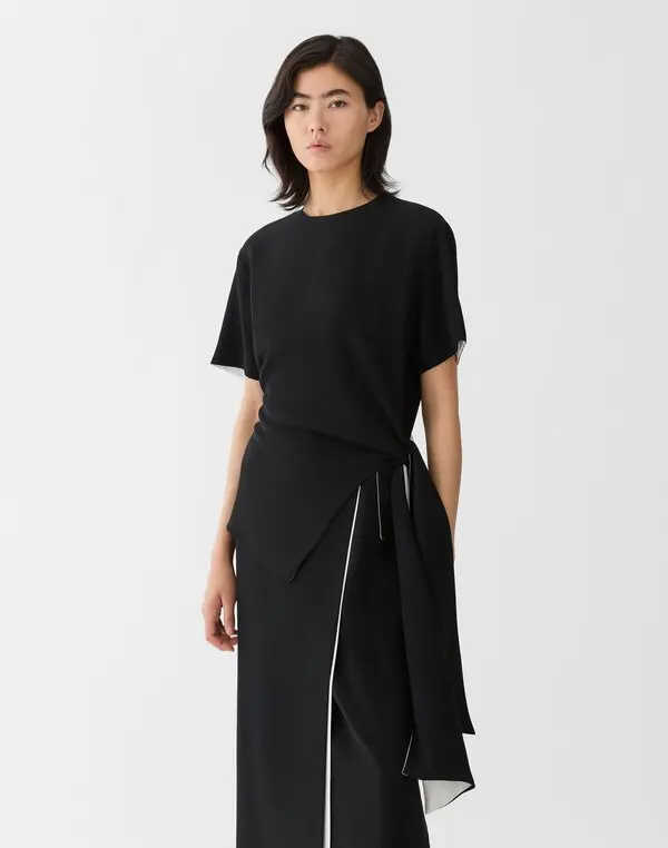 Lafayette 148 New York Crepe Contrast Reversible Blouse