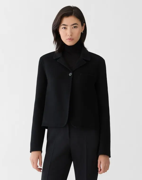 Lafayette 148 New York Wool Cashmere Double Face Blazer - Black