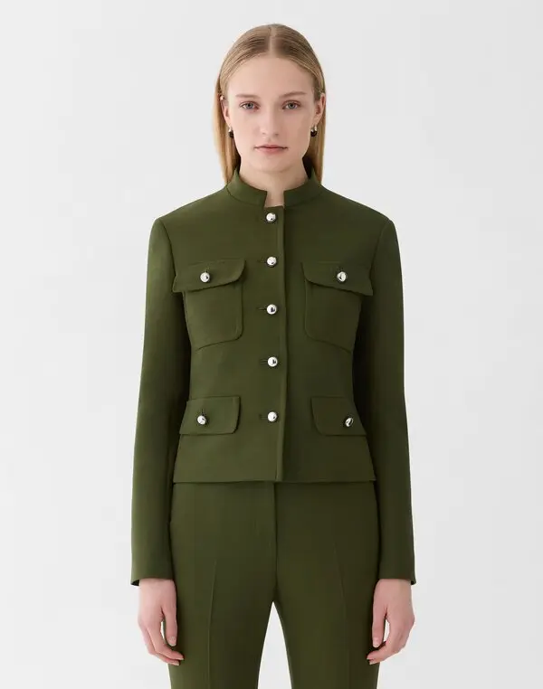 Lafayette 148 New York Wool Double Face Cropped Jacket